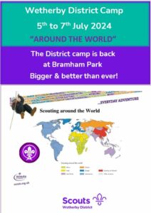 District Camp 2024 flyer and badge competition | Wetherby Scout District